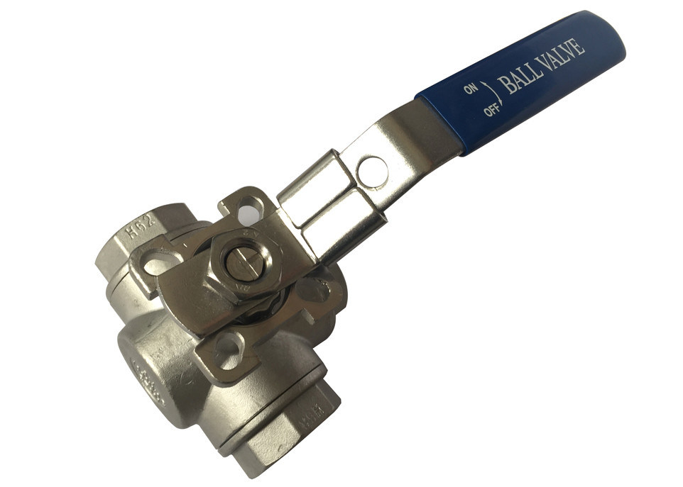 Stainless Steel Three Way Ball Valve Reducing Bore T Type Flow Control