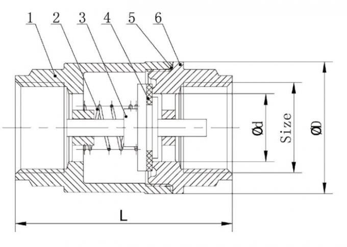 Female Threaded 2PC Vertical Spring Loaded Check Valve 1/4" to 2"